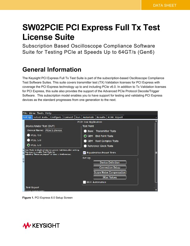 SW02PCIE PCI Express Full Tx Test License Suite PDF Asset Page | Keysight