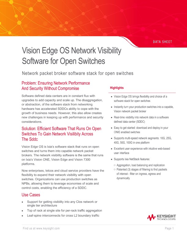 Vision Edge OS Network Visibility Software for Open Switches PDF Asset ...