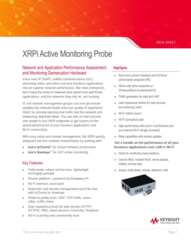 XRPi Active Monitoring Probe PDF Asset Page | Keysight