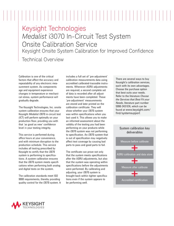 Medalist i3070 In-Circuit Test System Onsite Calibration Service PDF ...
