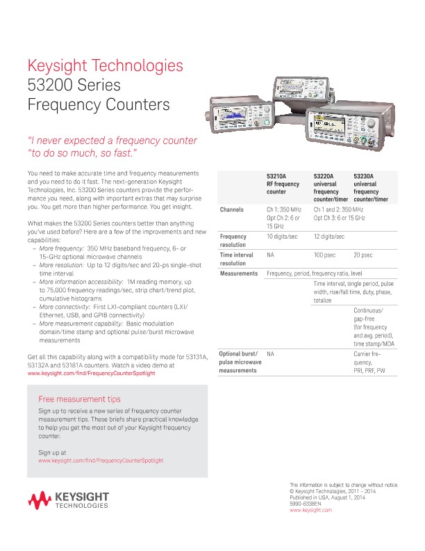 53200 Series Frequency Counters PDF Asset Page | Keysight