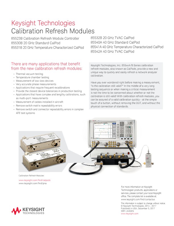 Calibration Refresh Modules, 855xxB PDF Asset Page | Keysight