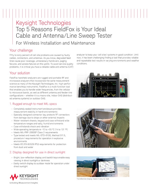 Top 5 Reasons FieldFox is Your Ideal Cable and Antenna/Line Sweep ...