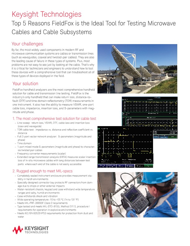 Top 5 Reasons FieldFox is the Ideal Tool for Testing Microwave Cables ...