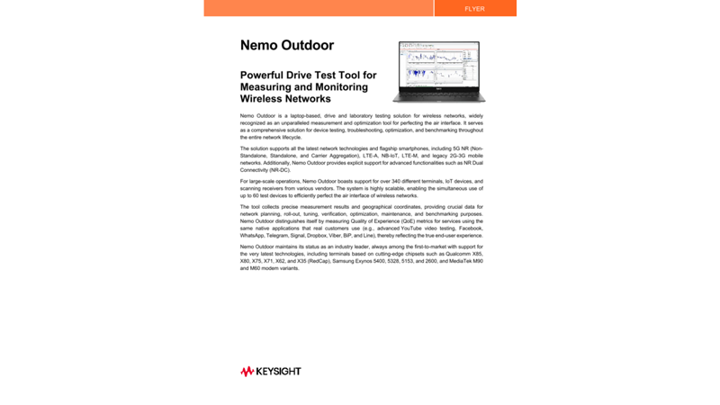 Nemo Outdoor 5G NR 路测解决方案 | Keysight
