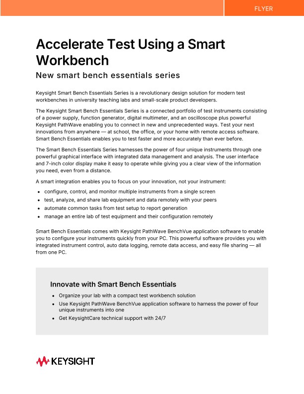 Accelerate Test Using a Smart Workbench PDF Asset Page | Keysight
