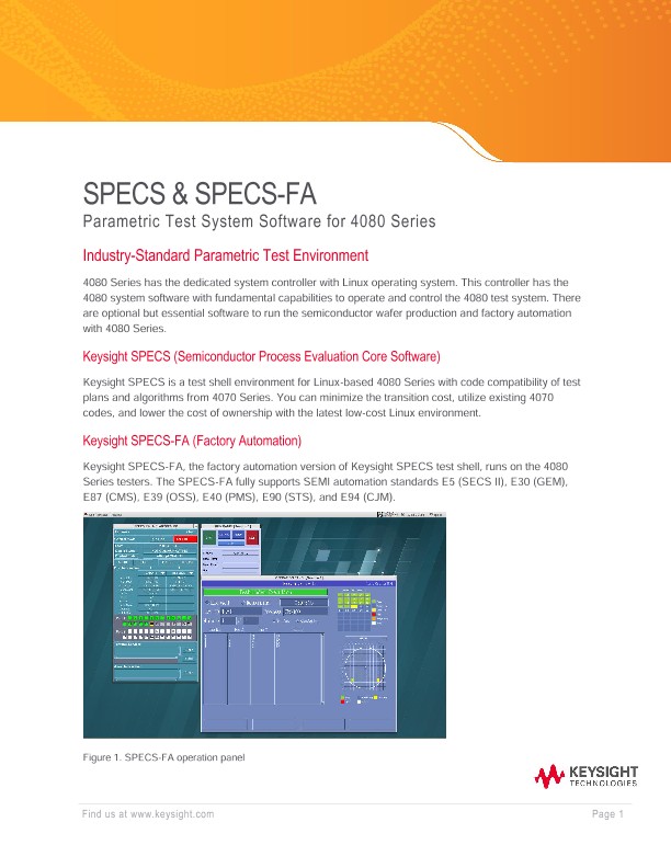 SPECS & SPECS-FA - Parametric Test System Software for 4080 Series PDF ...