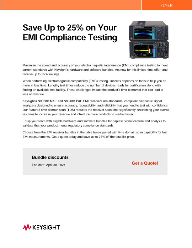 Save Up to 25% on Your EMI Compliance Testing PDF Asset Page | Keysight