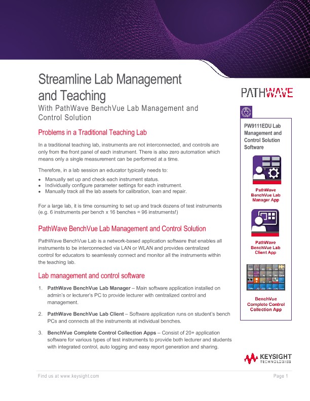 Streamline Lab Management and Teaching PDF Asset Page | Keysight