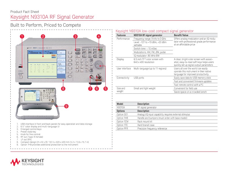 N9310A RF Signal Generator PDF Asset Page | Keysight