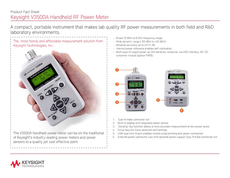 V3500A Handheld RF Power Meter PDF Asset Page | Keysight