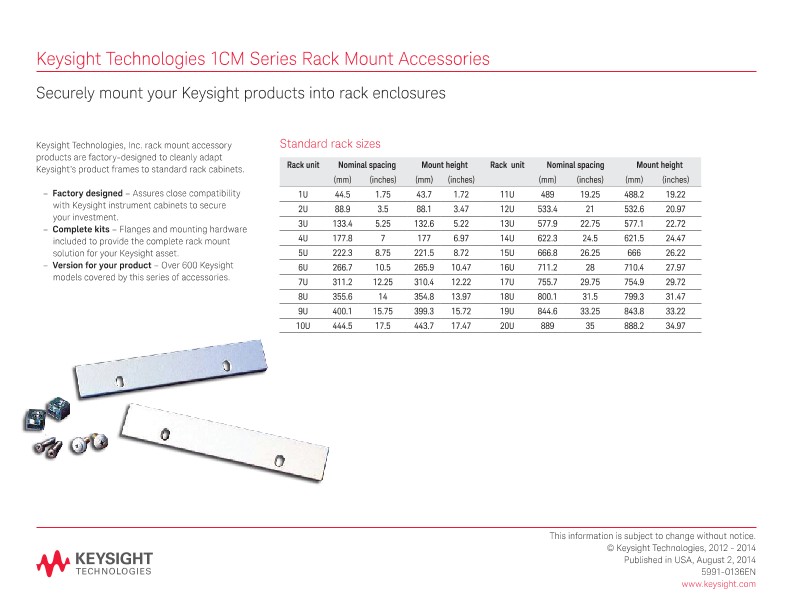 1CM Series Rack Mount Accessories PDF Asset Page | Keysight