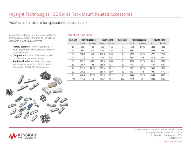 1CE Series Rack Mount Related Accessories PDF Asset Page | Keysight