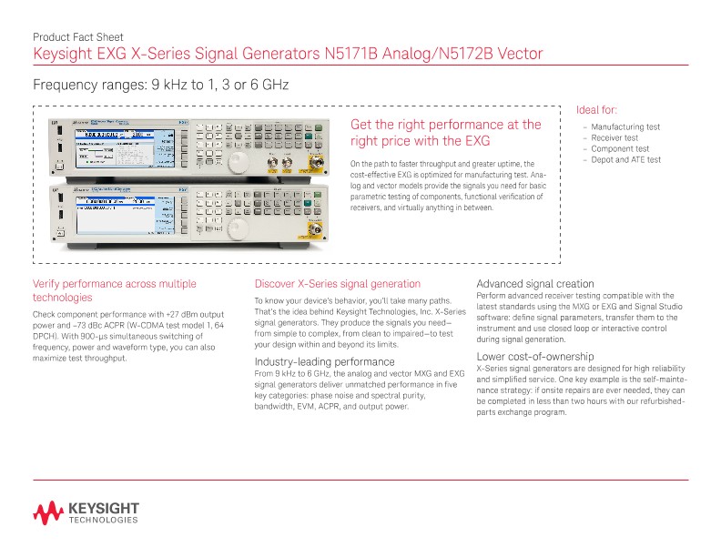 EXG X-Series Signal Generators N5171B Analog/N5172B Vector PDF Asset ...