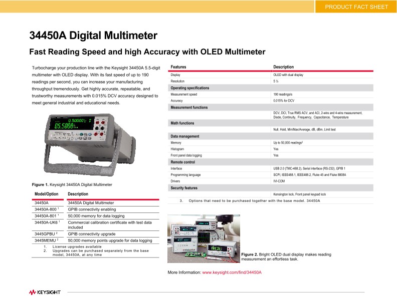 34450A Digital Multimeter PDF Asset Page | Keysight