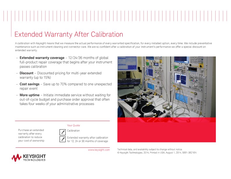 Extended Warranty After Calibration PDF Asset Page | Keysight