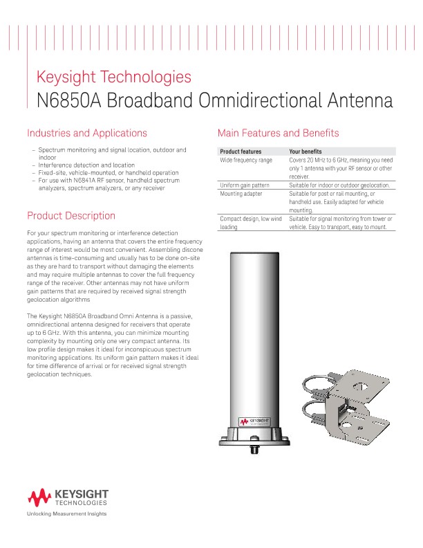 N6850A Broadband Omnidirectional Antenna PDF Asset Page | Keysight