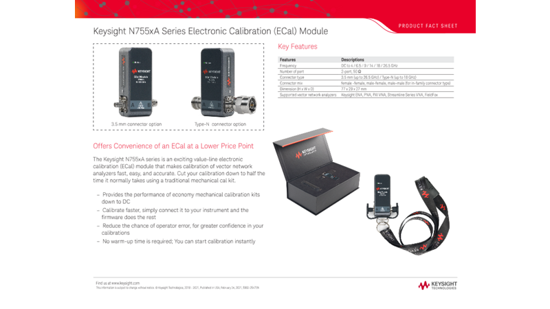 N7554A 电子校准件（ECal），直流至 18 GHz，2 端口 | 是德科技
