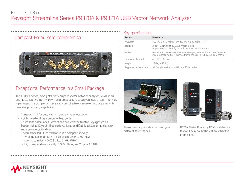 Streamline Series P9370A & P9371A USB Vector Network Analyzer PDF Asset ...