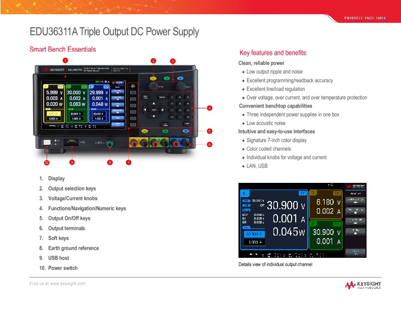 EDU36311A Triple Output DC Power Supply PDF Asset Page | Keysight