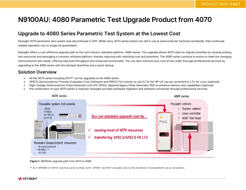 N9100AU Keysight 4080 Parametric Test Upgrade Product from 4070 PDF ...