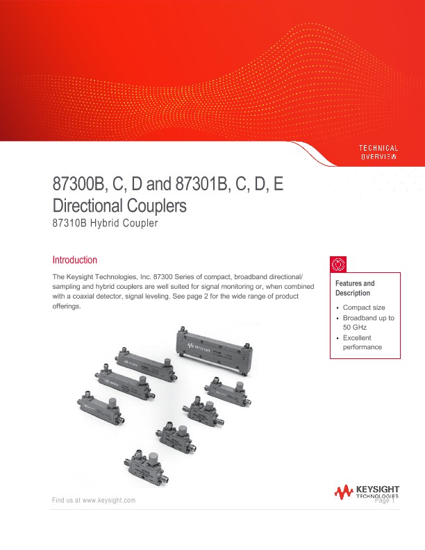 87300B,C,D and 87301B,C,D,E Directional Couplers PDF Asset Page | Keysight