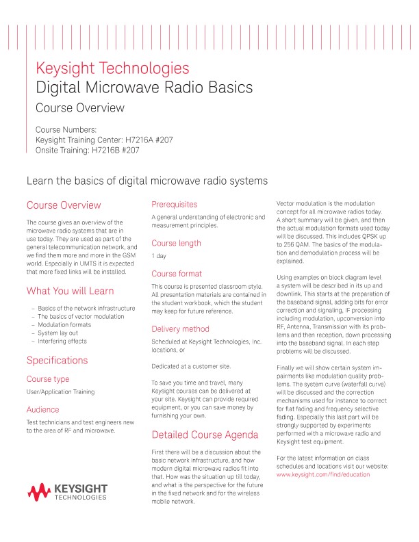 Digital Microwave Radio Basics - Course Overview PDF Asset Page | Keysight