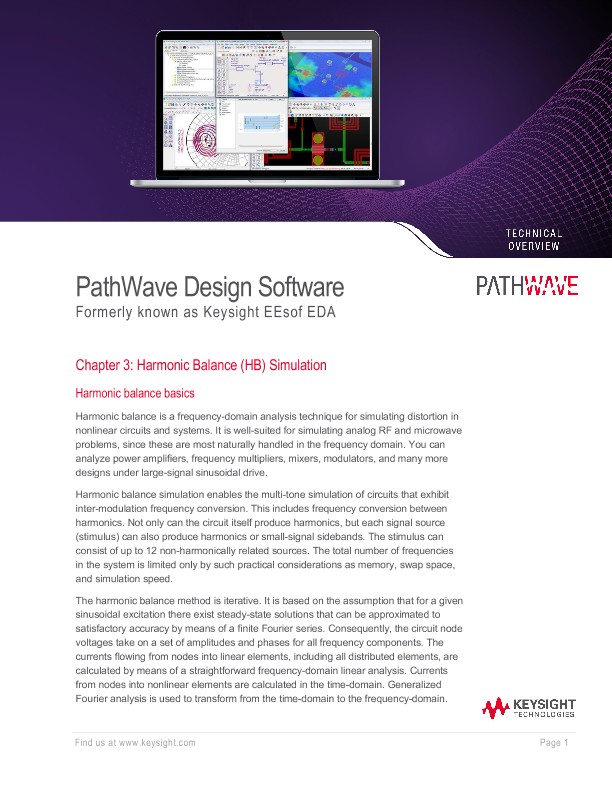 Harmonic Balance (HB) Simulation - Chapter 3 PDF Asset Page | Keysight