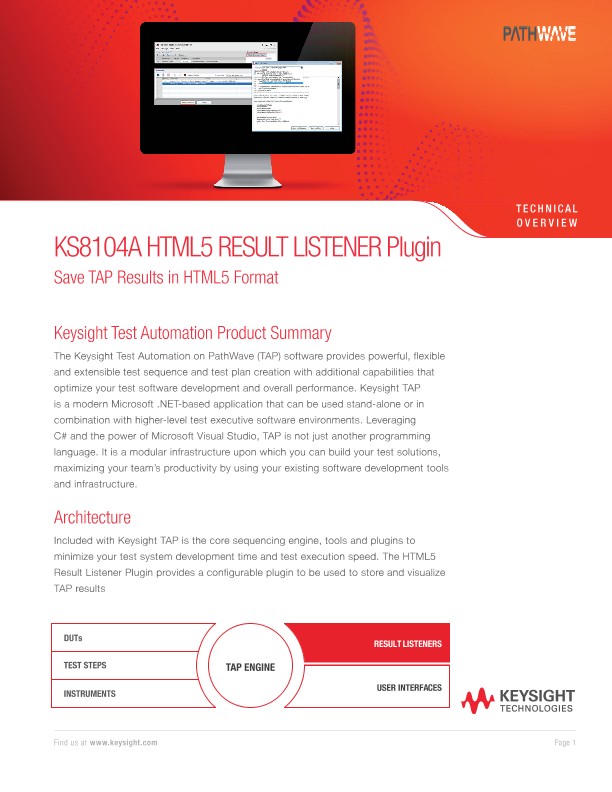 KS8104A HTML 5 RESULT LISTENER Plugin PDF Asset Page | Keysight