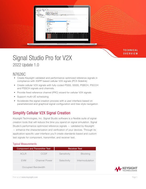 Signal Studio for V2X PDF Asset Page | Keysight