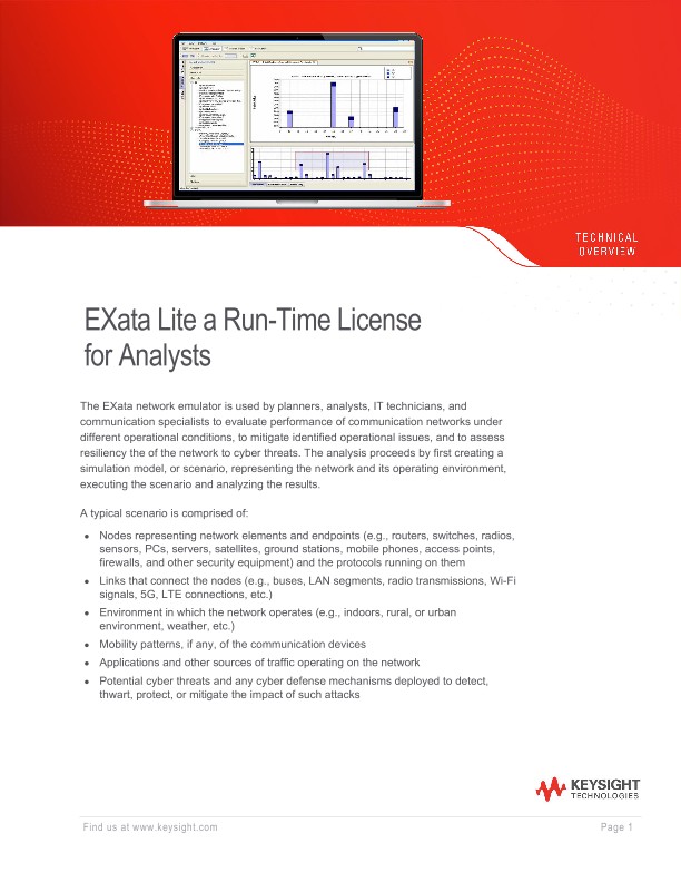 EXata Lite a Run-Time License for Analysts PDF Asset Page | Keysight
