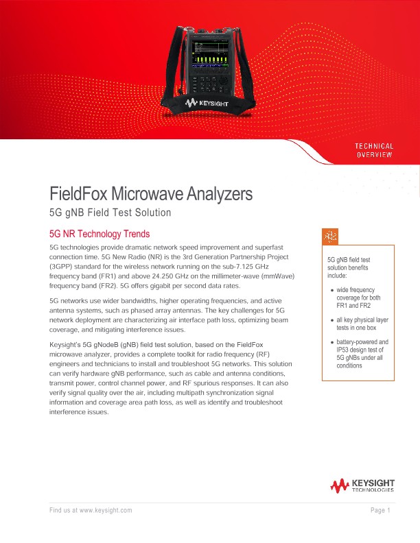 FieldFox Microwave Analyzers – 5G gNB Field Test Solutions PDF Asset ...