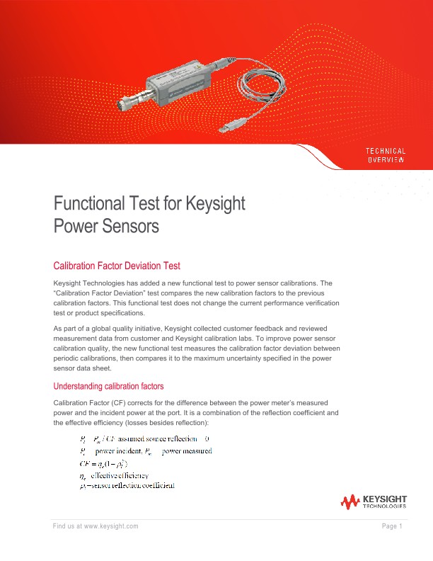 Functional Test for Keysight Power Sensors PDF Asset Page | Keysight