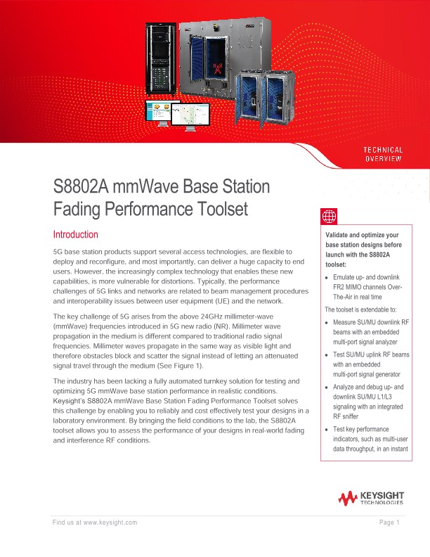 S8802A mmWave Base Station Fading Performance Toolset PDF Asset Page ...
