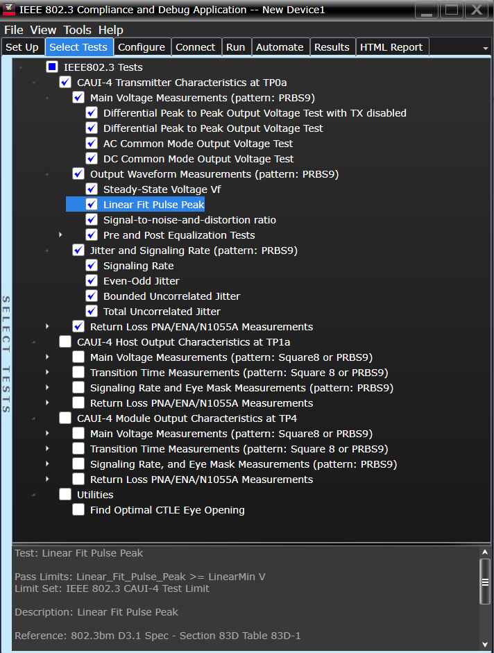 N1091BMCA 用于 IEEE 802.3bm（XLAUI、CAUI-4、CAUI-10 和 nPPI）的电气发射机测试软件 | Keysight